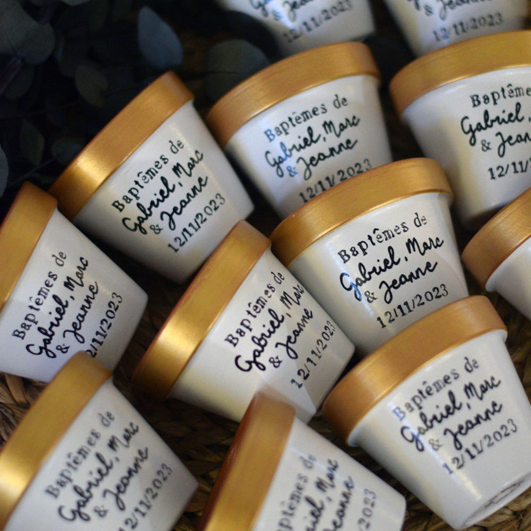 Mini Pretty Golden Pot or Not Personalized Baptism Wedding Flower Pot ...
