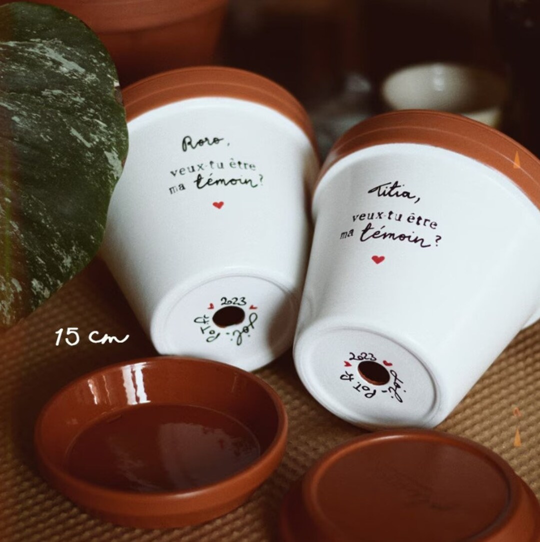 Personalized Flower Pot for Wedding Witness, Personalized Witness Gift ...