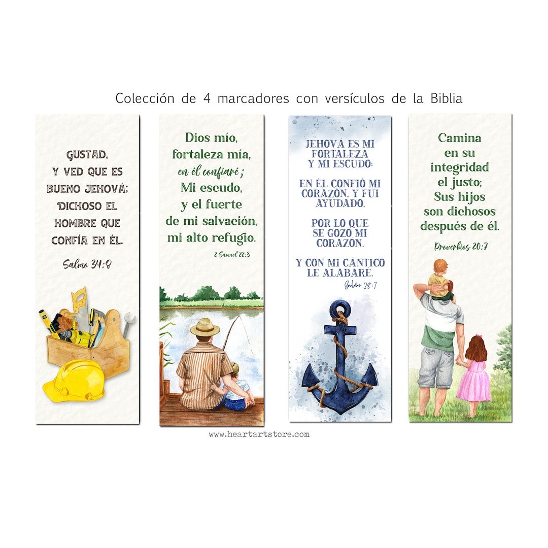 Set De 4 Marcadores - Bible Bookmarks in Spanish- Father's Day- Dia Del ...
