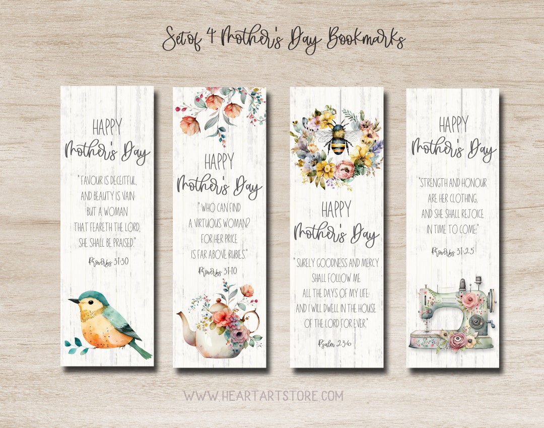 Bookmarks With Bible Verses- Mother's Day- Proverbs 31 - Watercolor ...