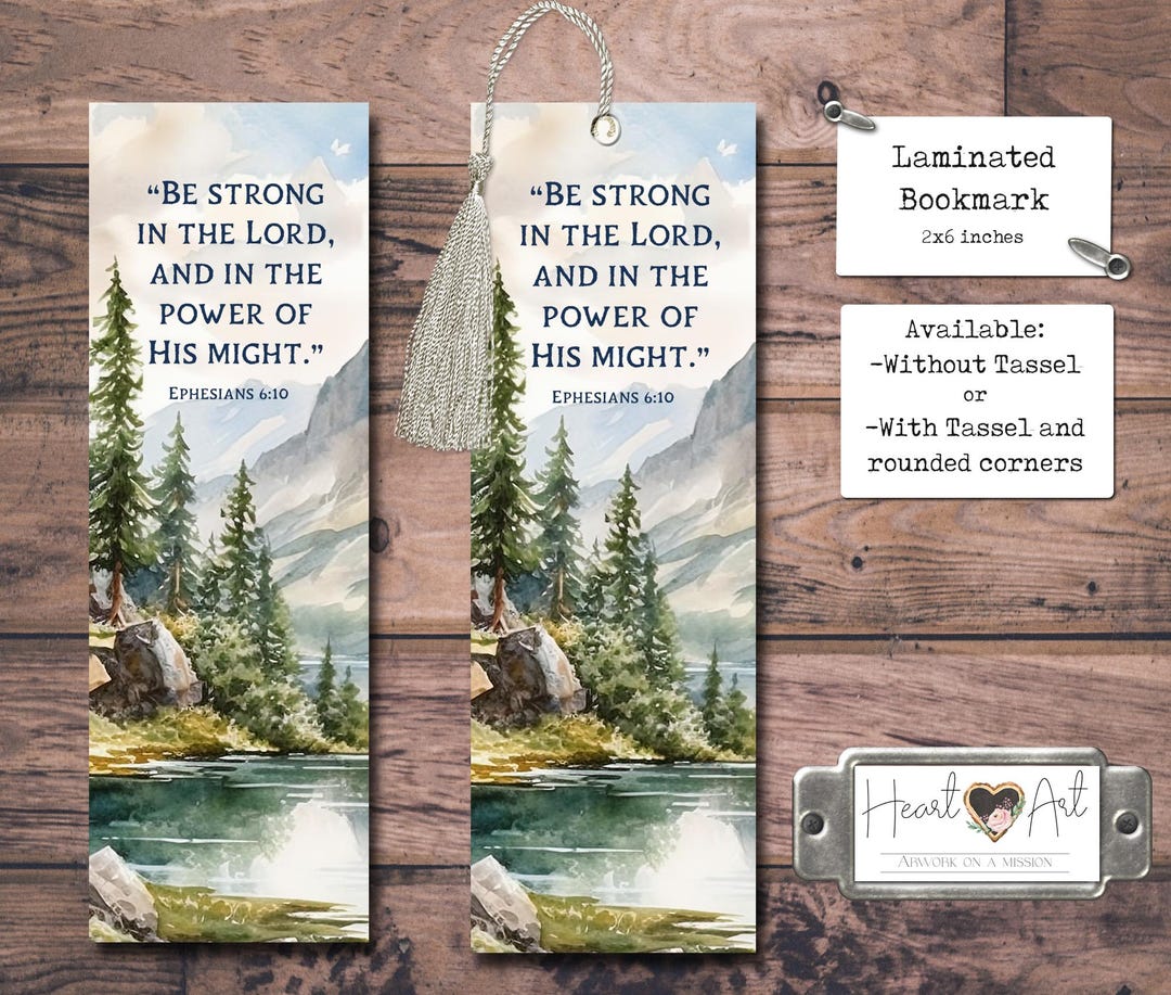 Laminated Bookmark- Be Strong - With Bible Verse and Watercolor ...