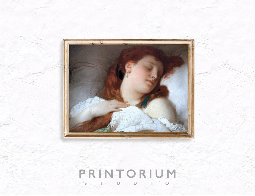Victorian Sleeping Woman Art Print Printable Digital Download Bedroom ...