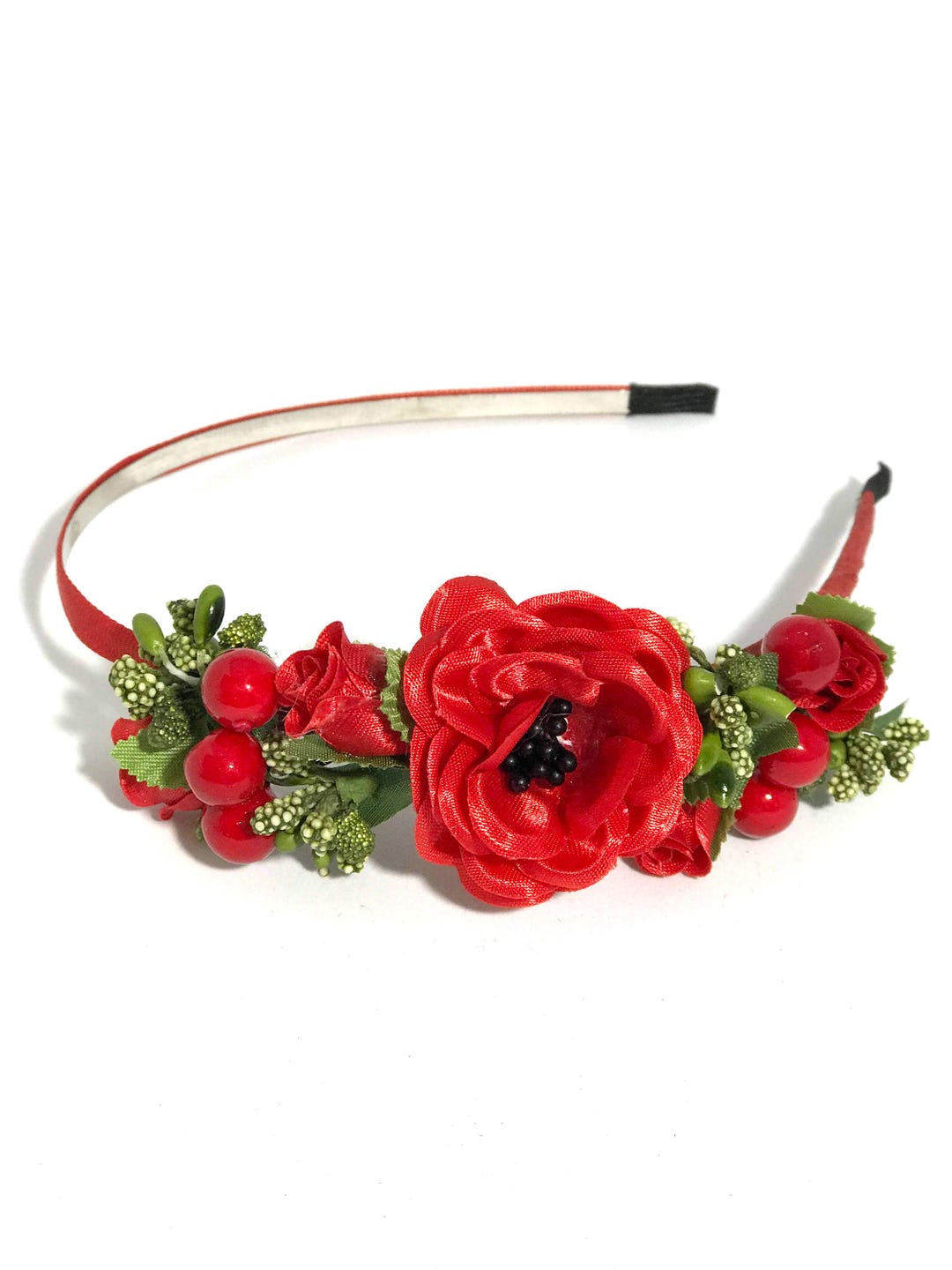Ukrainian Diadem With Artificial Flowers Asimmetrical, Flower Tiara ...