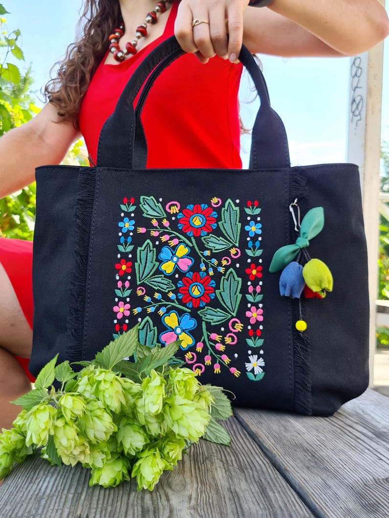 Ukrainian Embroidered Denim Shoulder Bag | Embroidered Purse | Folk ...