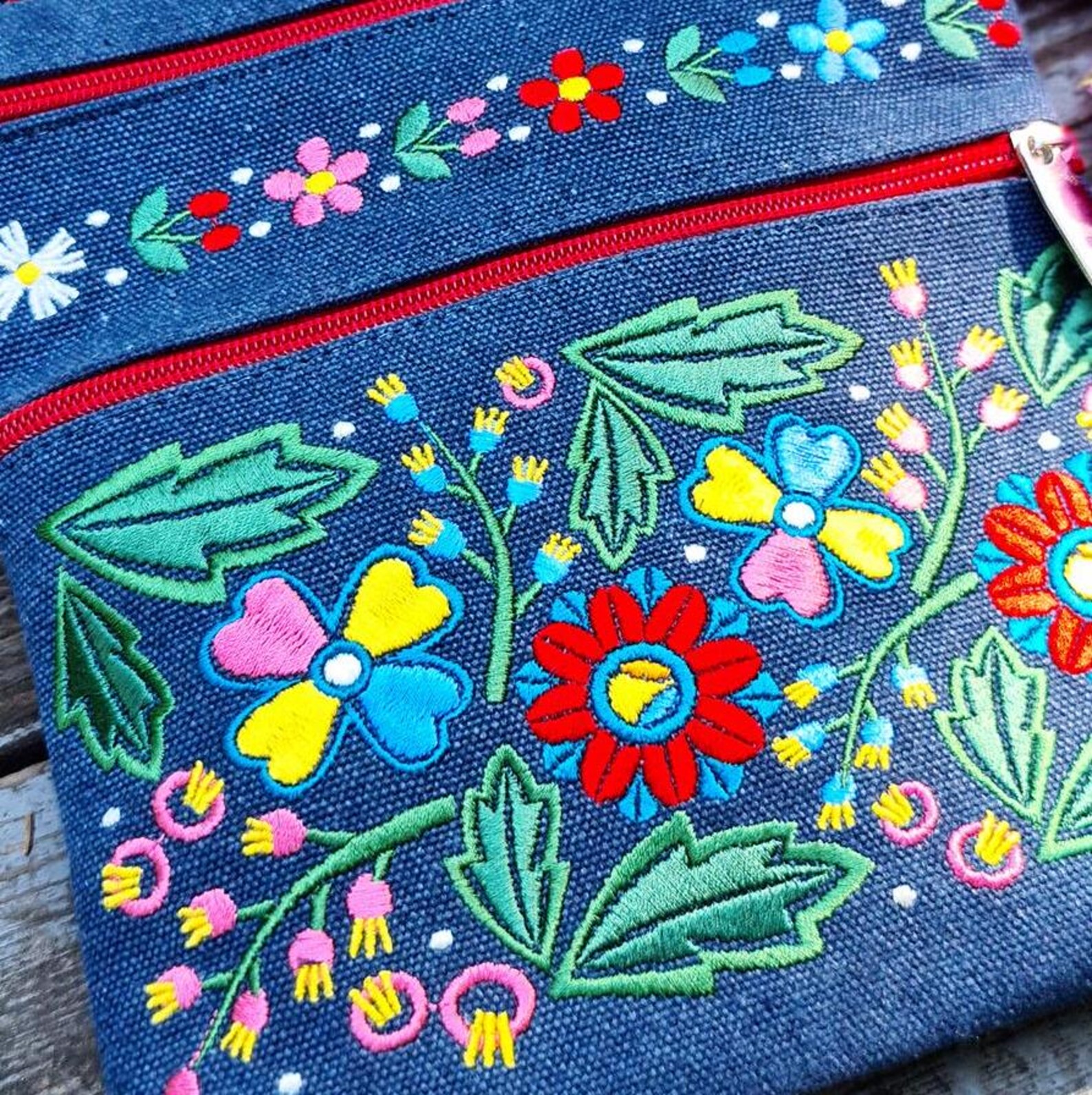 Ukrainian Embroidered Denim Shoulder Bag, Denim Clutch, Folk Tote Bag ...