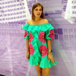 Batiste Embroidered Dress "wild Flower" Mini Mint With Multycolour ...