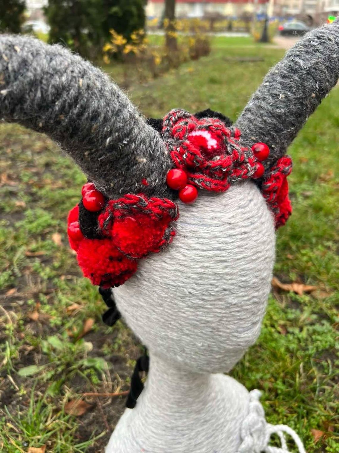 Goat Horn Headpiece: Ukrainian Wool Horns Wreath | Christmas Caroling ...