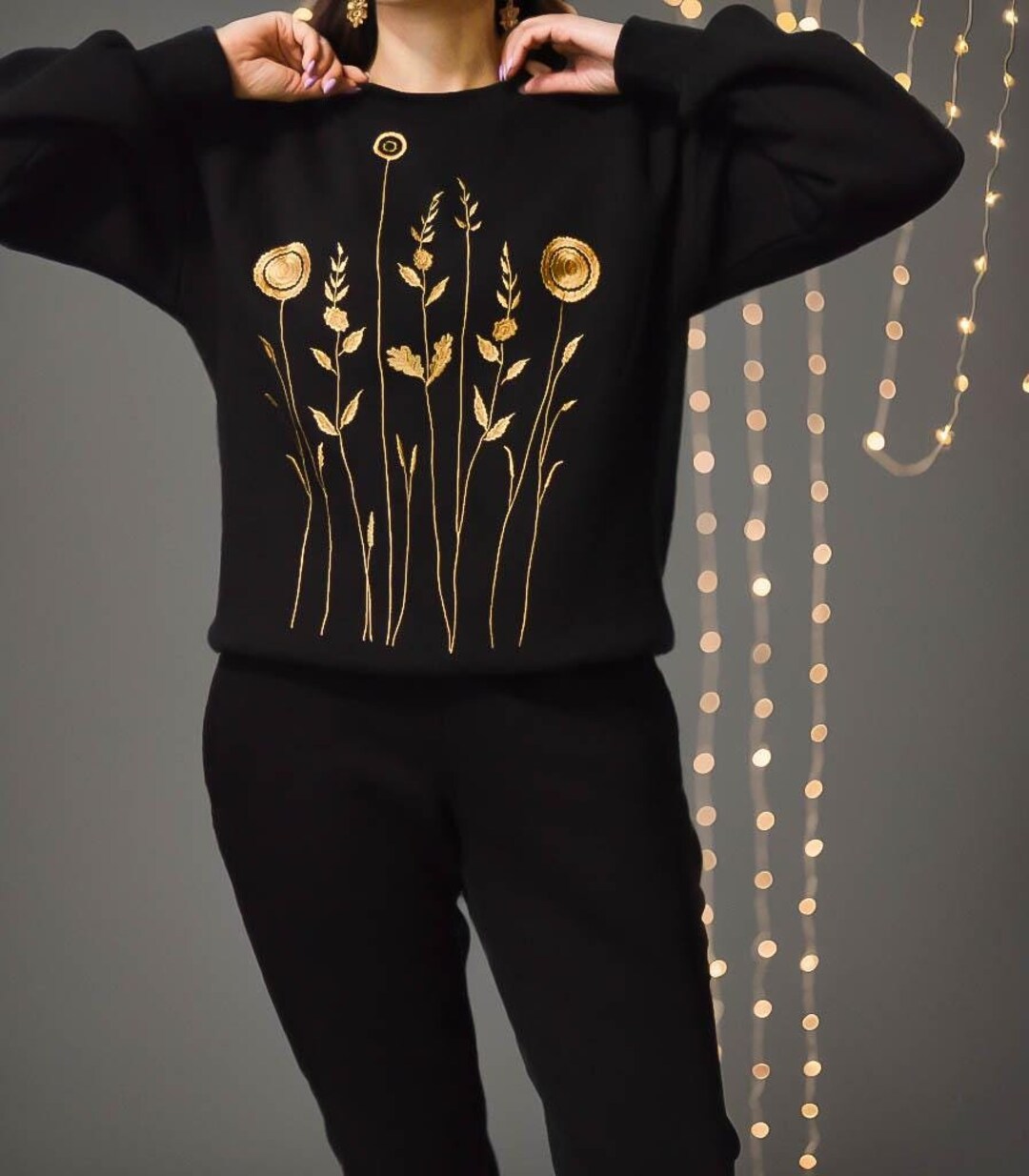 Embroidered Tracksuit Set: Floral Sweatshirt | Warm Top | Embroidered ...