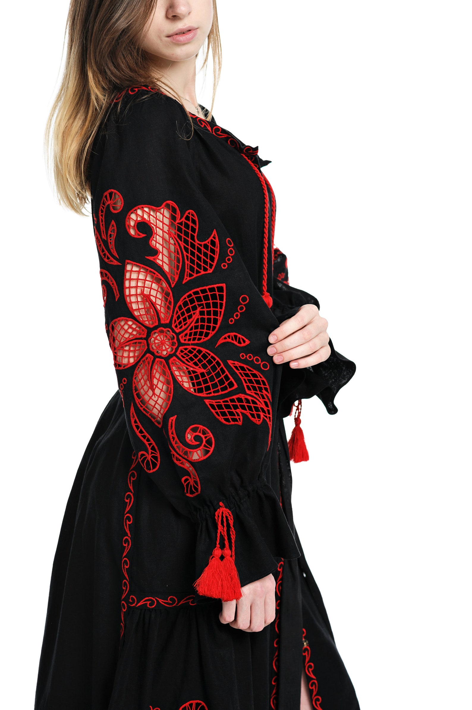 Linen Cutwork Embroidered Maxi Linen Dress | Etsy