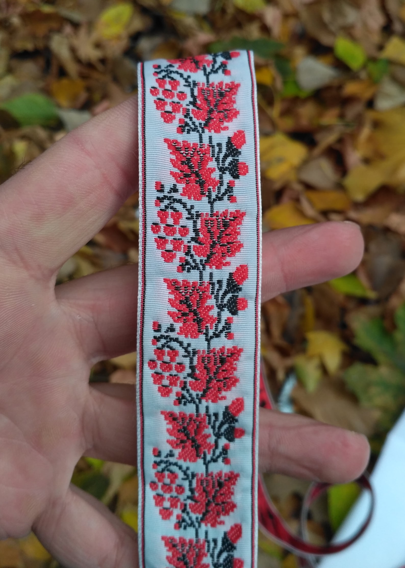 Jacquard Ribbon Trim, Red Viburnum Embroidery Trim, Ukrainian Ethnic ...