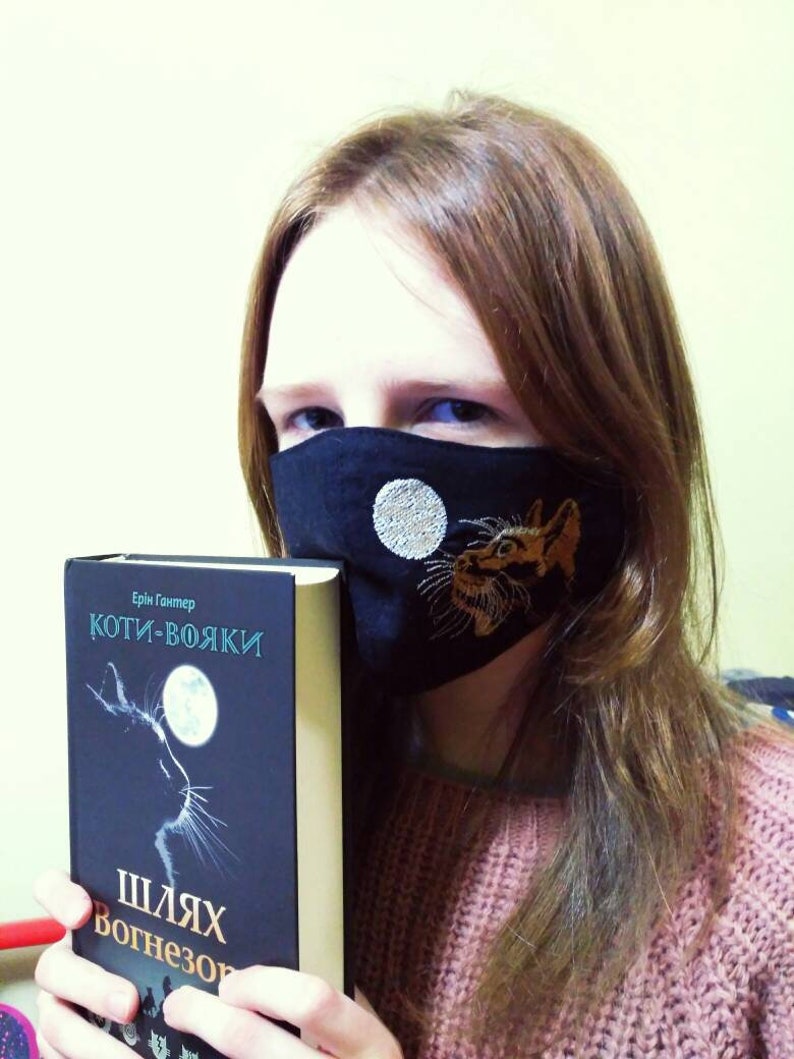 Warriors cats mask Firestar cat face mask Silverstream cat | Etsy