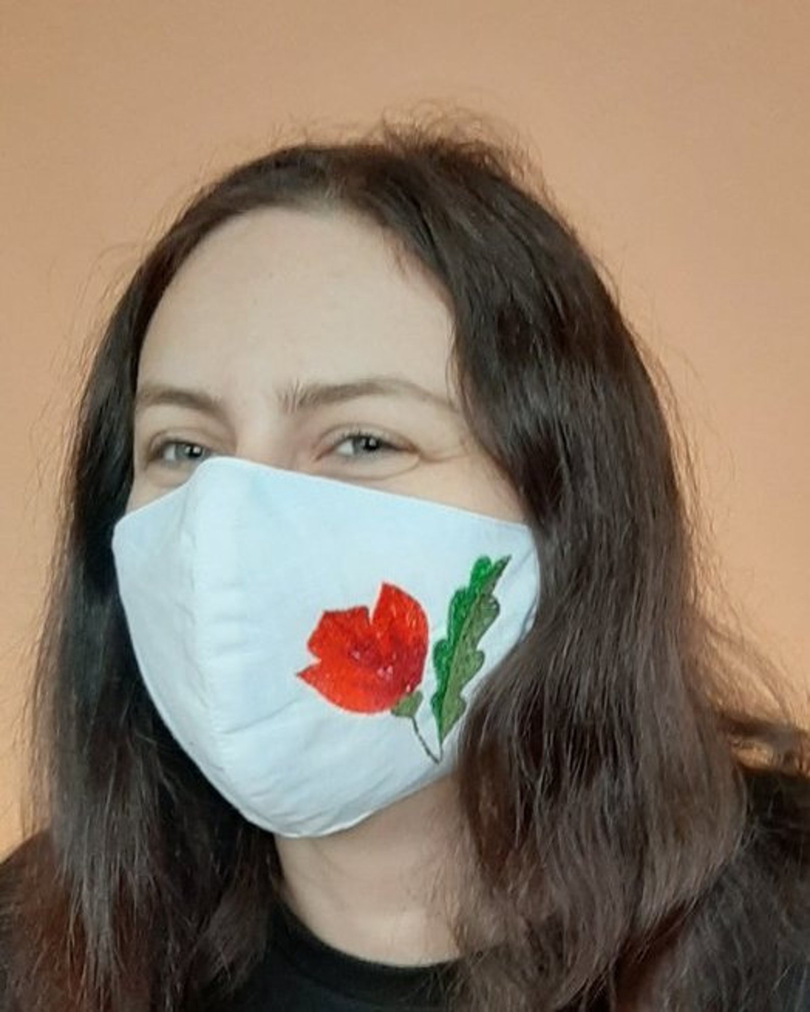 Face mask flower embroidered 3-layer cotton and spunbond | Etsy