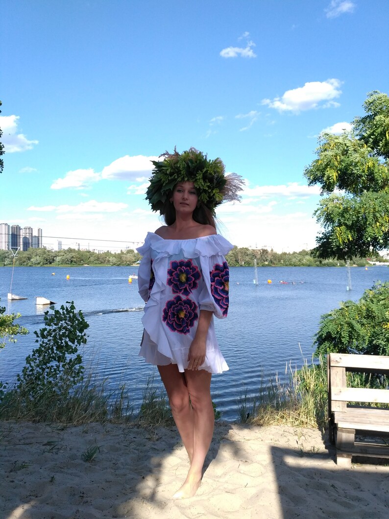 Batiste Embroidered Dress wild Flower Mini Mint - Etsy