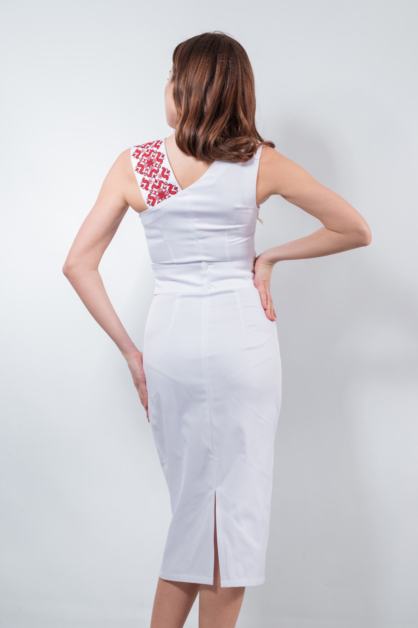 Tank dress maxi embroidered Ukrainian ethnic dress with | Etsy