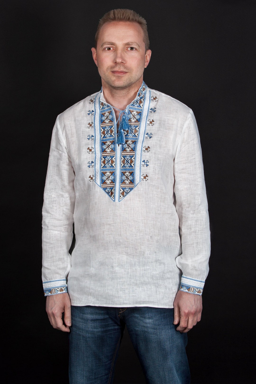 Men's Traditional Ukrainian Linen Vyshyvanka Shirt polubotok, Ethnic ...