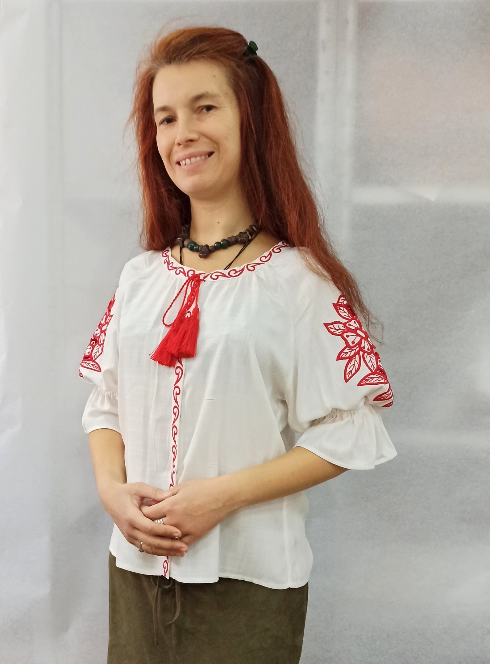 Linen Blouse White Hand Cutwork Embroidered Customized | Etsy