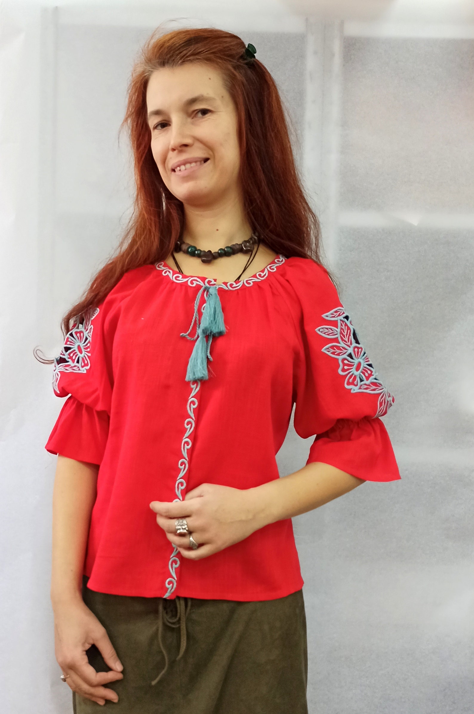 Linen Blouse White Hand Cutwork Embroidered Customized - Etsy