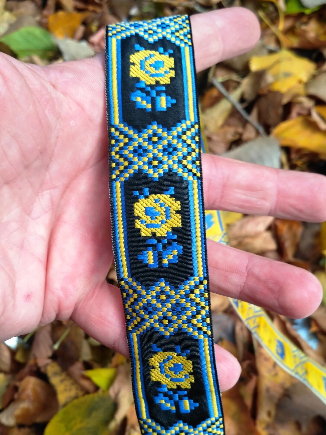 Jacquard Ribbon Trim, Yellow Rose Embroidery Trim, Ukrainian Ethnic ...