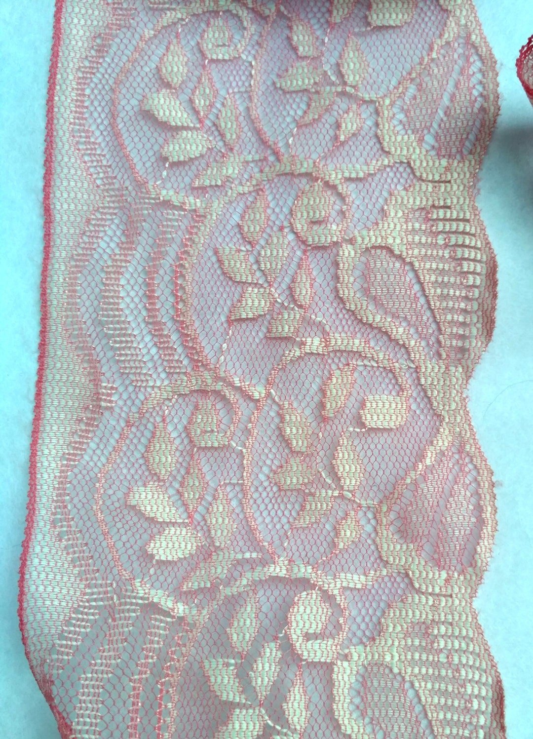 Vintage Rose Lace Ribbon, Rose and Floral Pattern, Width 4" - Etsy