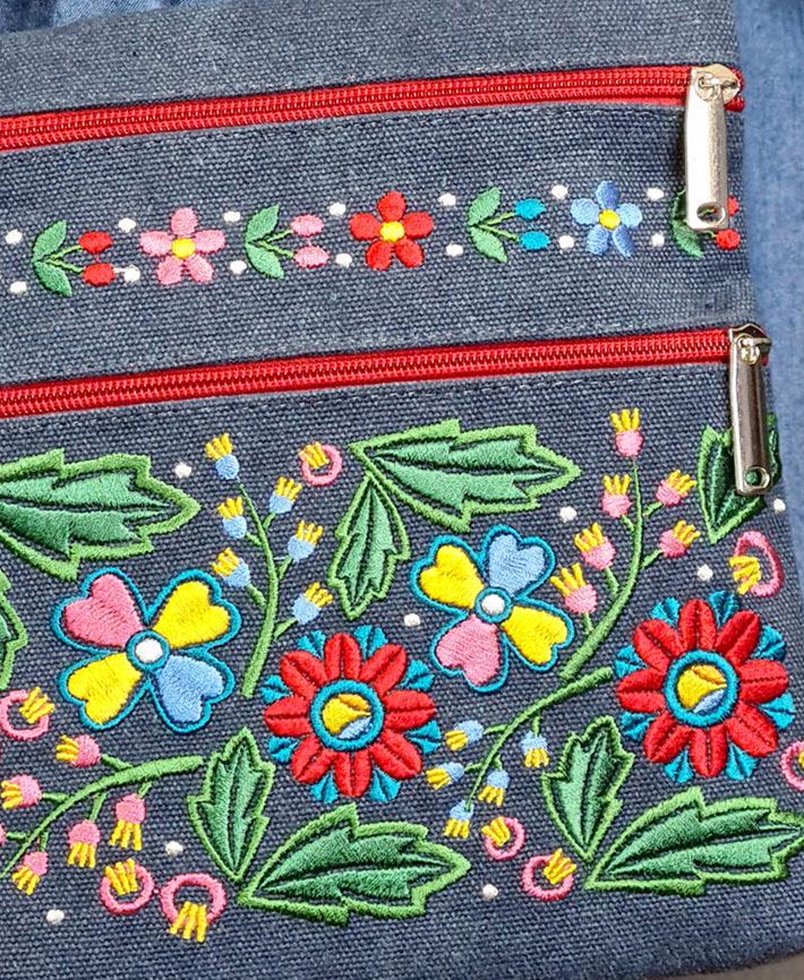 Ukrainian Embroidered Denim Shoulder Bag, Denim Clutch, Folk Tote Bag ...