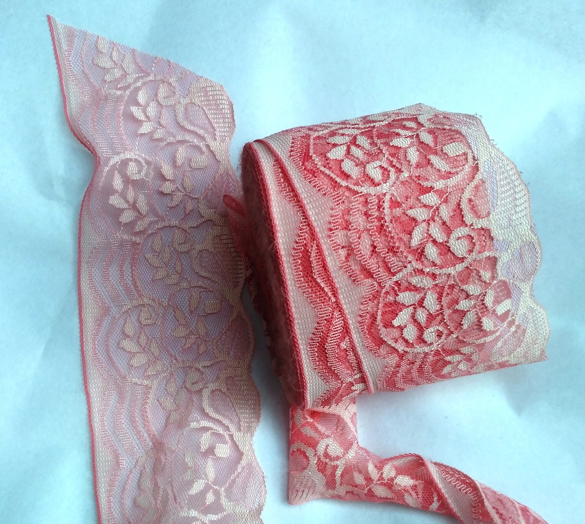 Cinta de encaje de rosa vintage patrón rosa y floral ancho - Etsy España