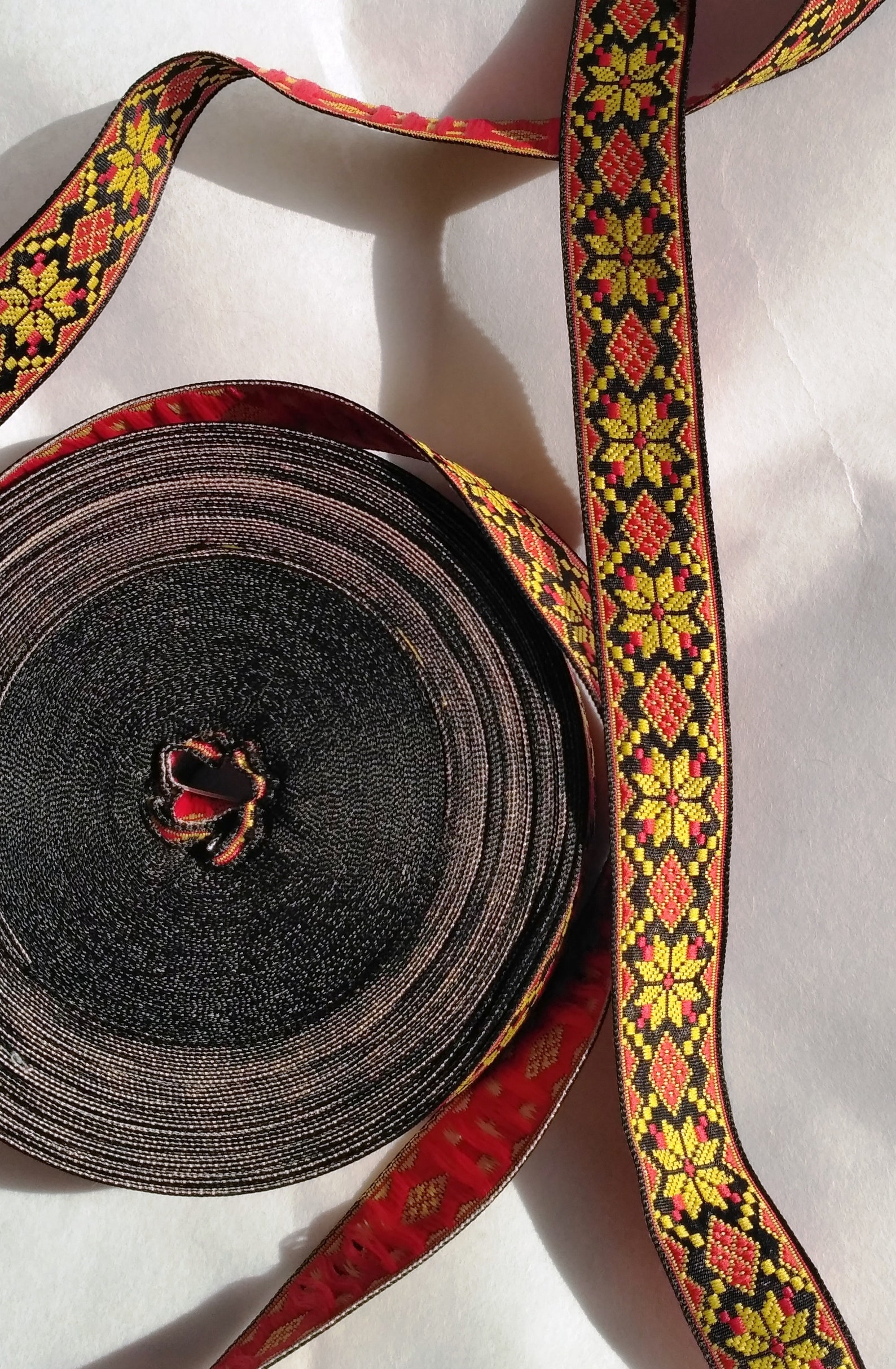 Jacquard Ribbon Trim Red Yellow and Green Geometric - Etsy