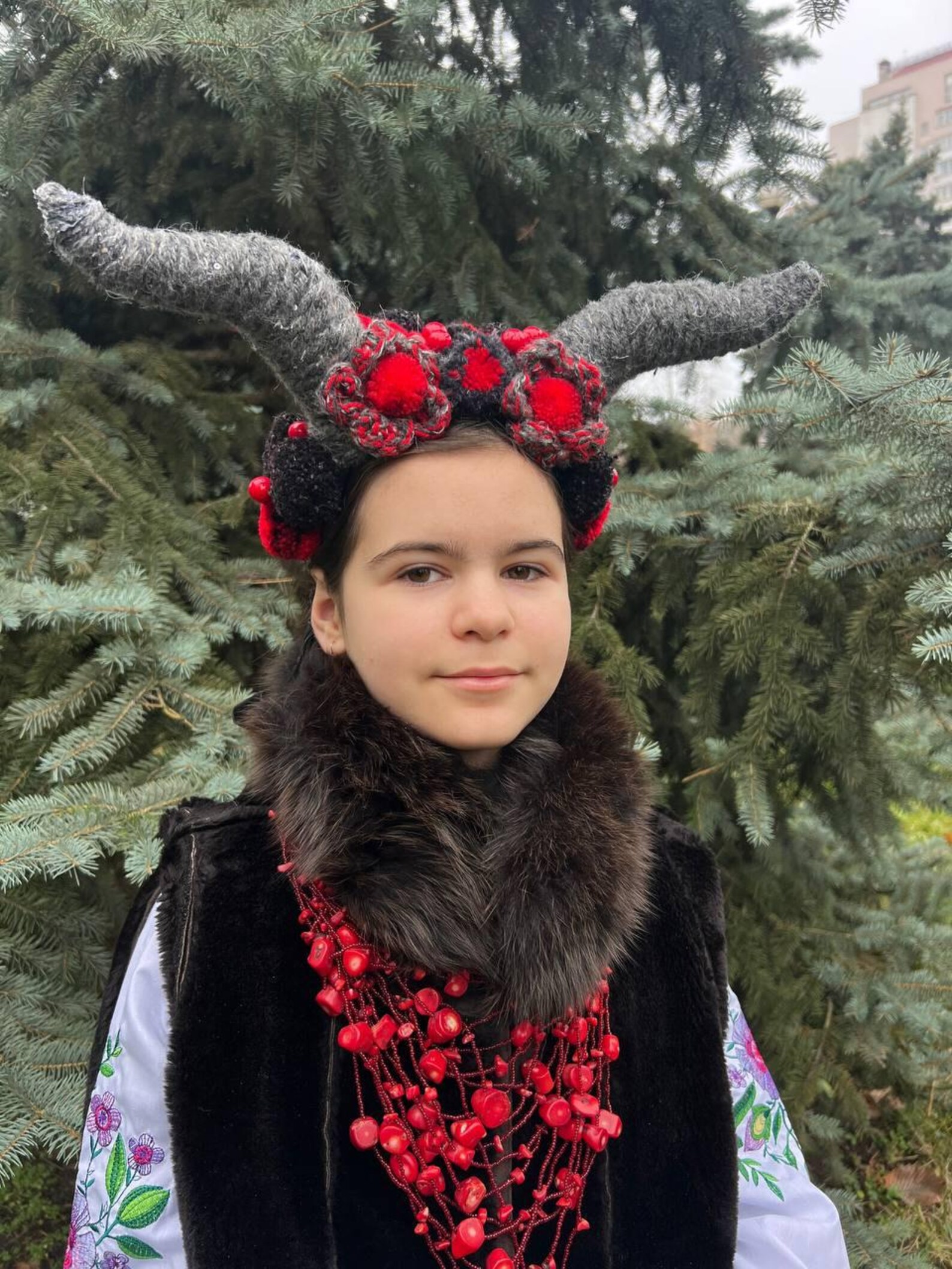Goat Horn Headpiece: Ukrainian Wool Horns Wreath | Christmas Caroling ...