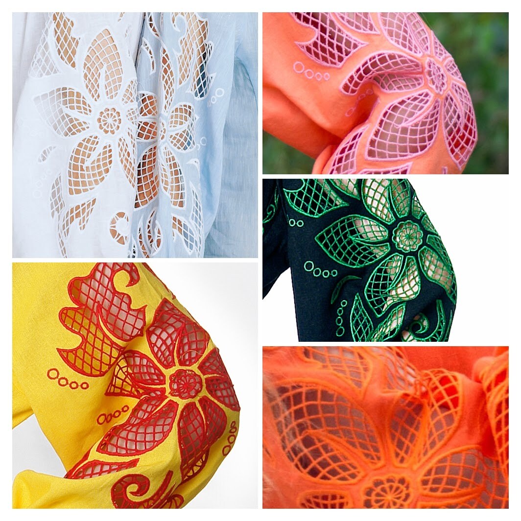 Hand Cutwork Embroidered Blouse wonderflower Red - Etsy