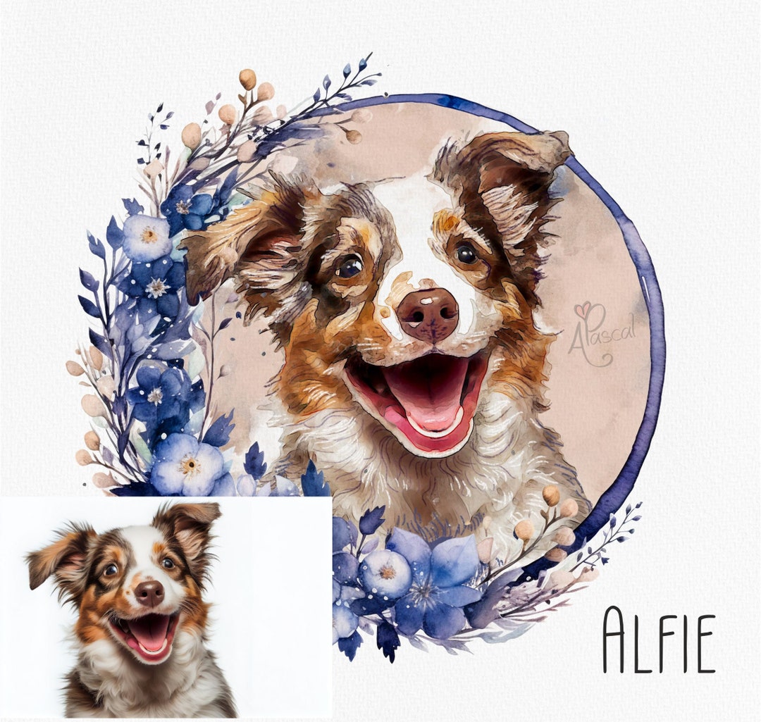 Custom Dog Portrait Watercolor,,painting of Dog Custom, Watercolor Dog ...