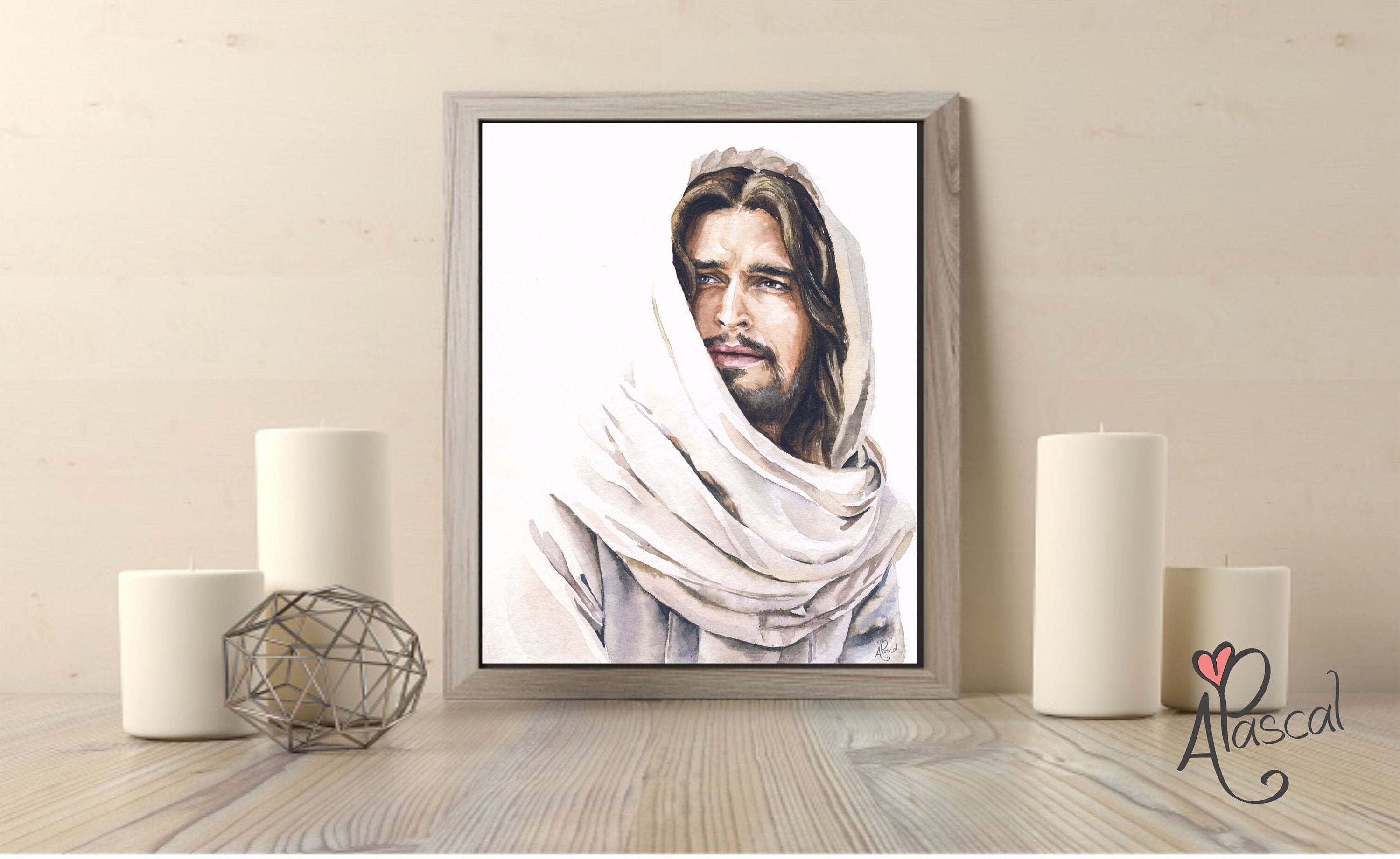 Watercolor Jesus Christ Portrait DIGITAL File Christ Painting Bible ...