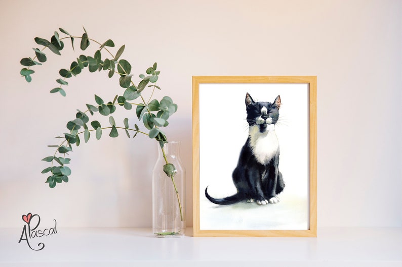 Cat Portrait Cat Painting Print Pet Portrait Watercolor Pet Portrait ...