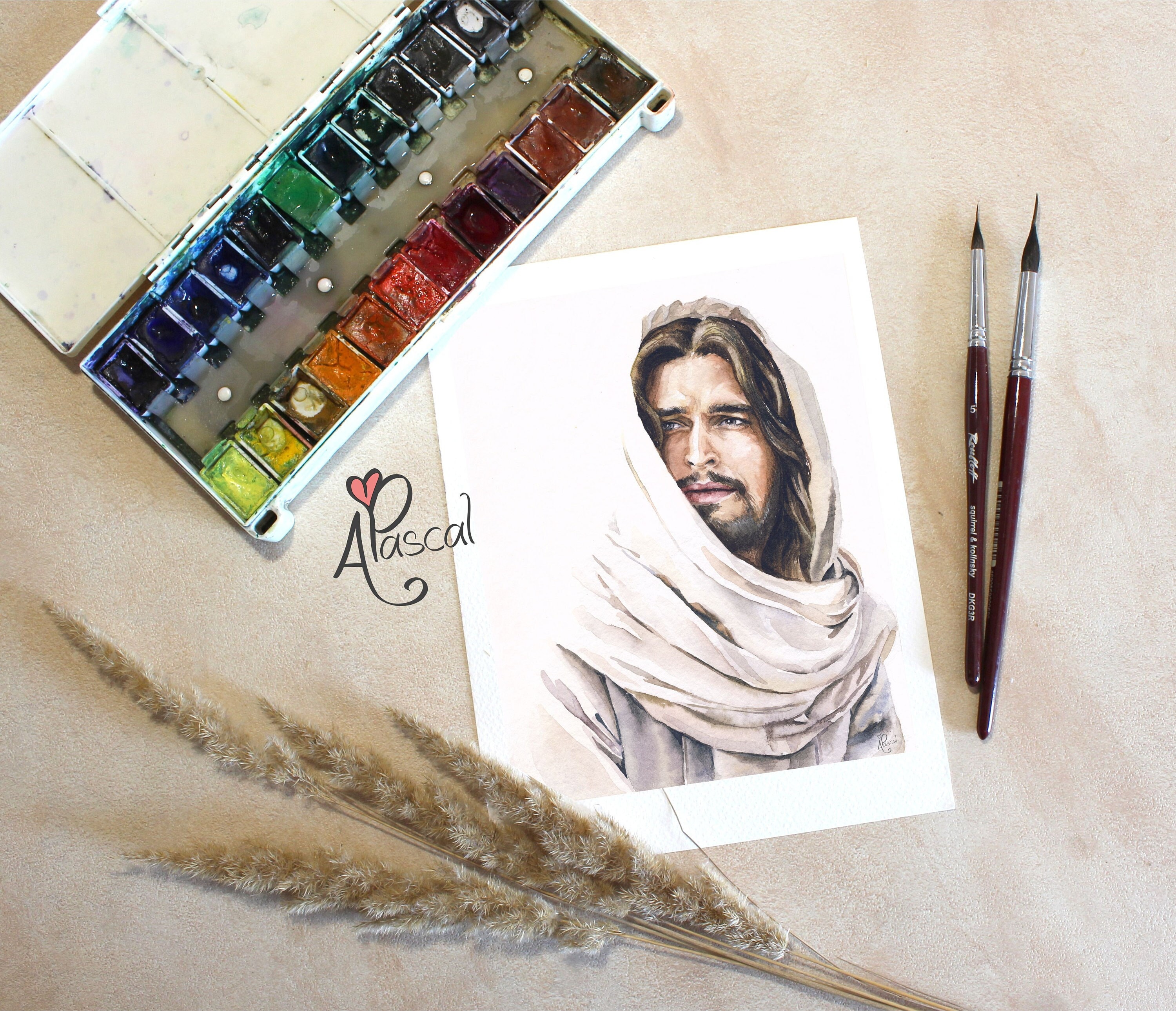 Watercolor Jesus Christ Portrait DIGITAL File Christ Painting Bible ...