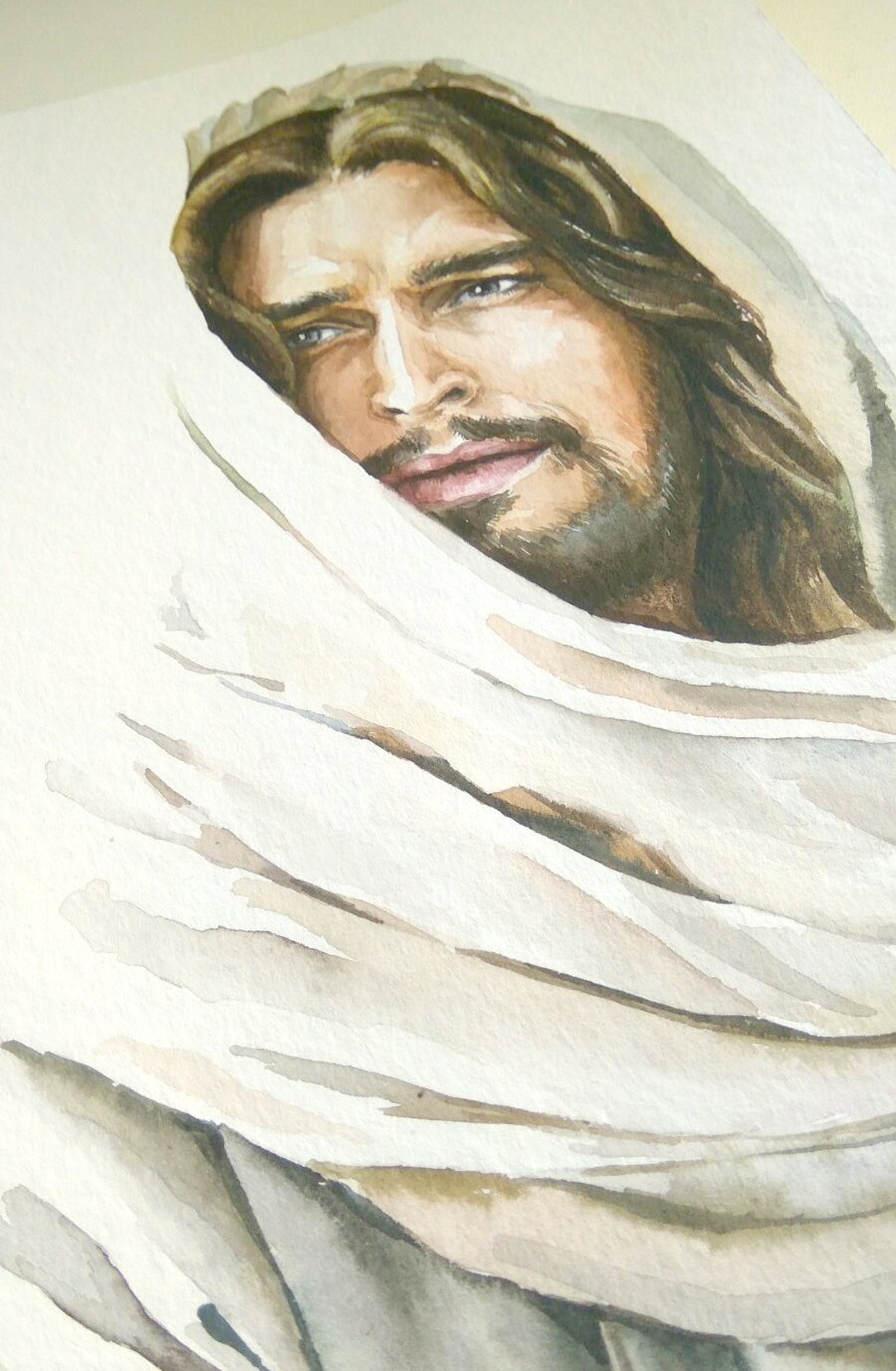 Watercolor Jesus Christ Portrait DIGITAL File Christ Painting - Etsy