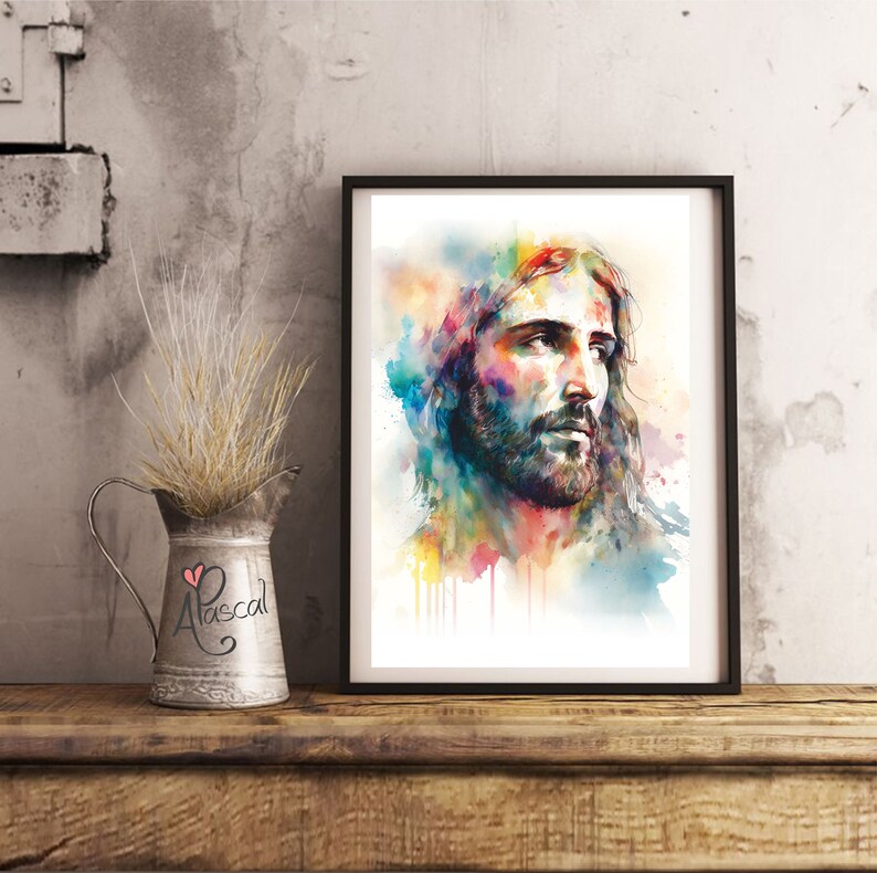 Contemporary Jesus Christ Watercolor Religious Art Christian - Etsy