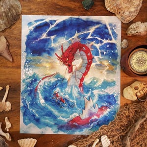 Lake of Rage - the Red Gyarados | Pokemon | Print - Etsy