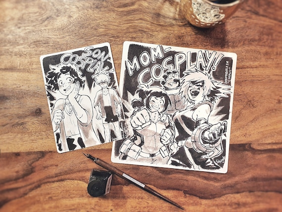 Inko Midoriya MHA Inkotober Bw Prints | Etsy