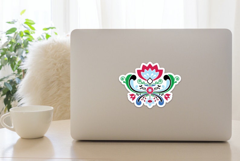Rosemaling Sticker | Norwegian Flower Vinyl Laptop Sticker ...