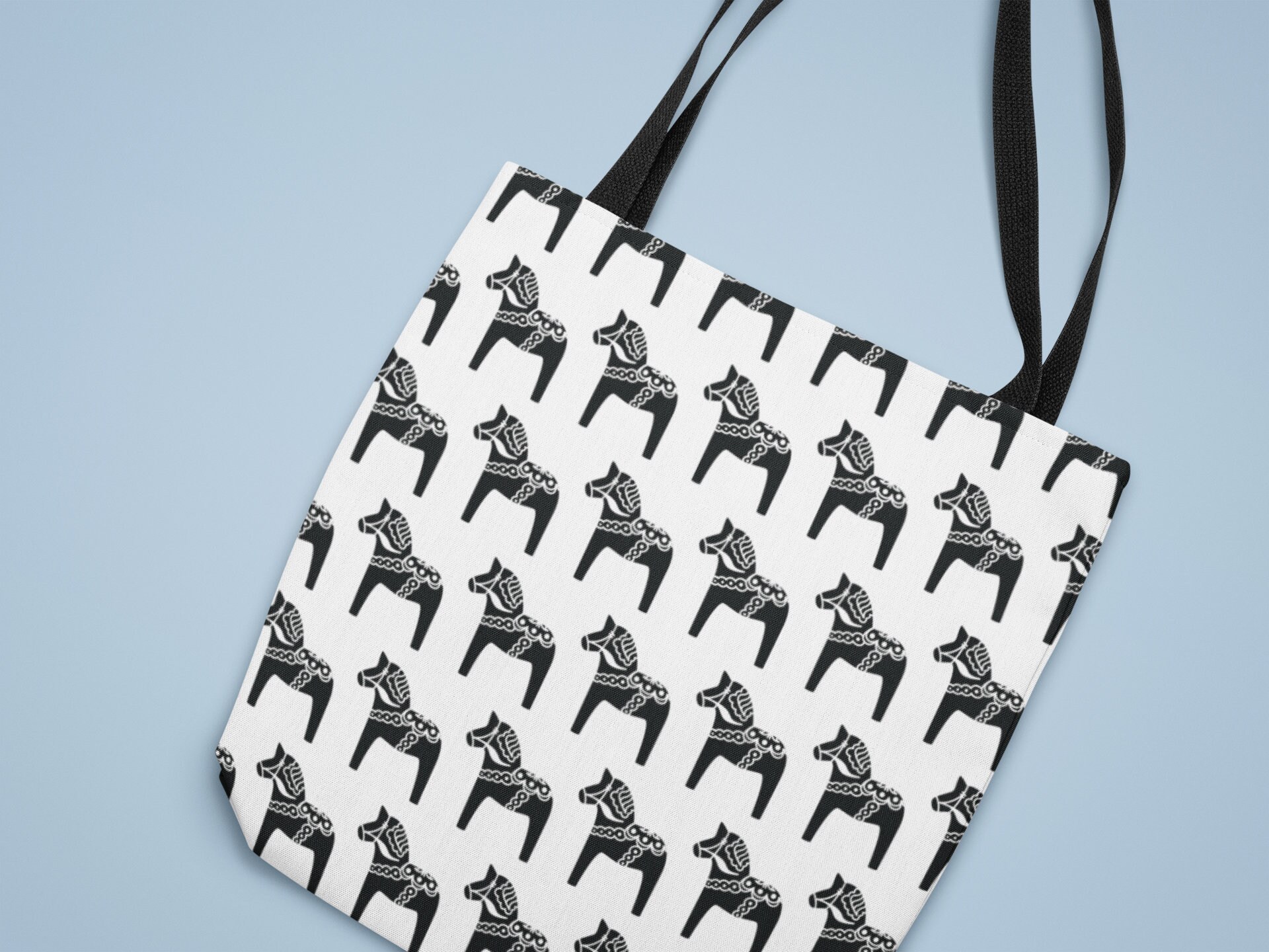 Dala Horse Print Tote Bag Swedish Horses Pattern Purse | Etsy