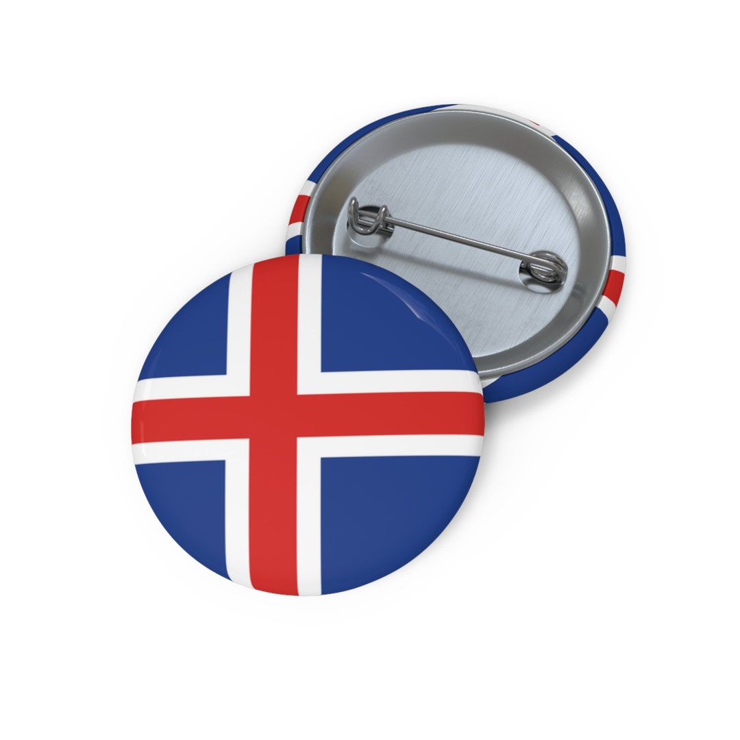 Icelandic Flag Pin Back Button Flag of Iceland 1.25 Button Icelandic ...
