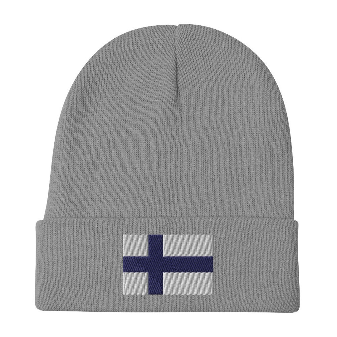 Finnish Flag Embroidered Beanie | Flag of Finland Knit Hat | Finnish ...
