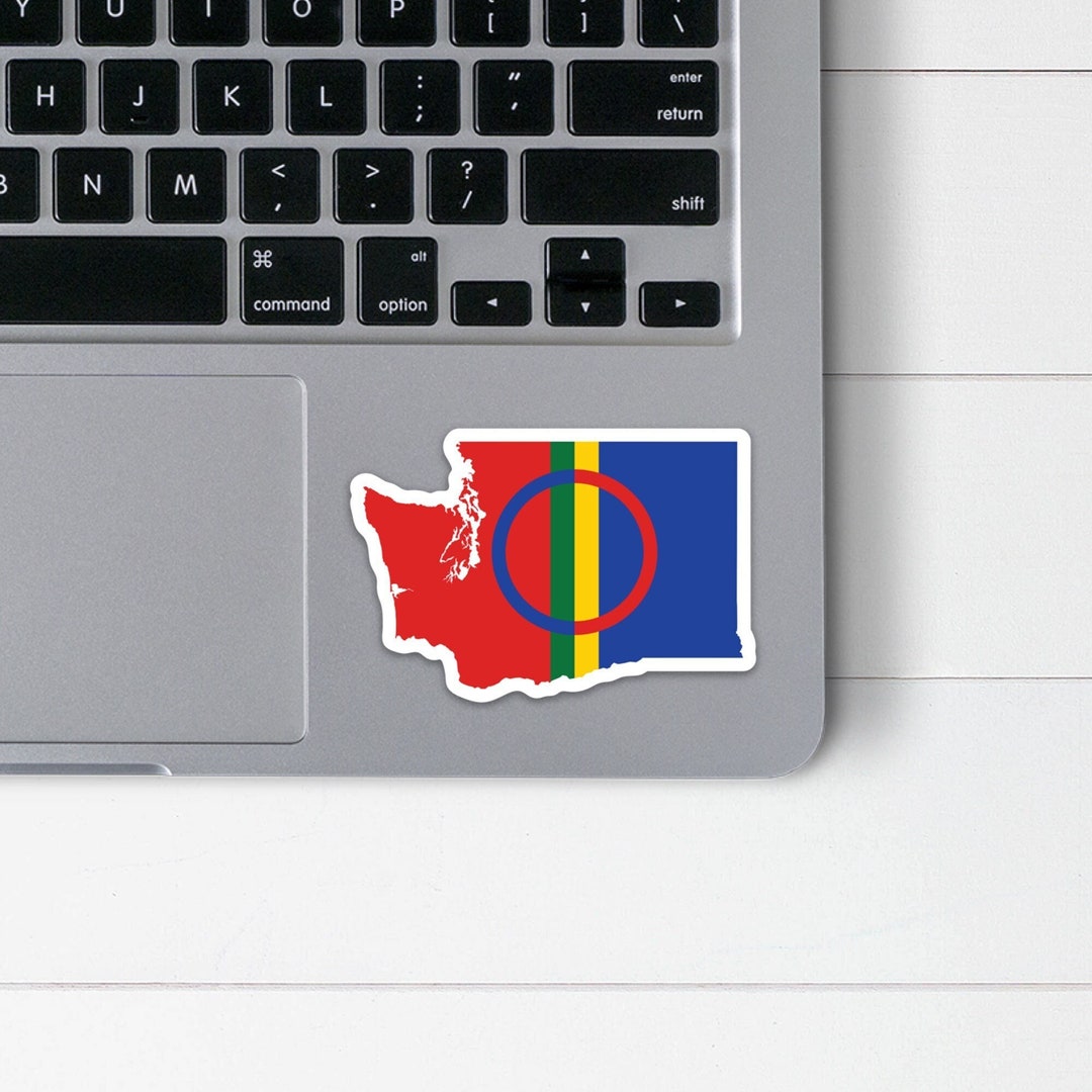 Washington Sami Flag Laptop Sticker | Flag of Sapmi and Washington ...