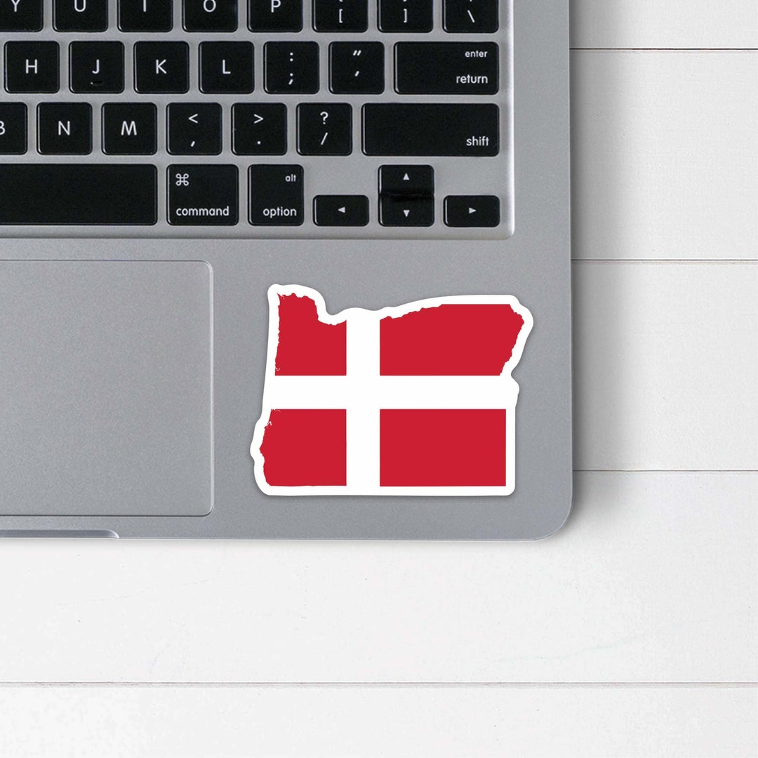 Oregon Danish Flag Sticker | Flag of Denmark and Oregon State Shape ...