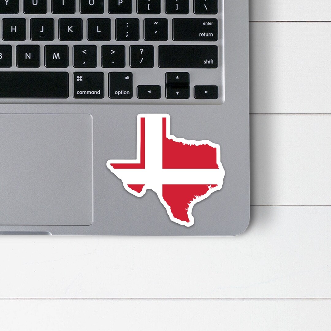 Texas Danish Flag Sticker | Flag of Denmark and Texas State Shape Vinyl ...