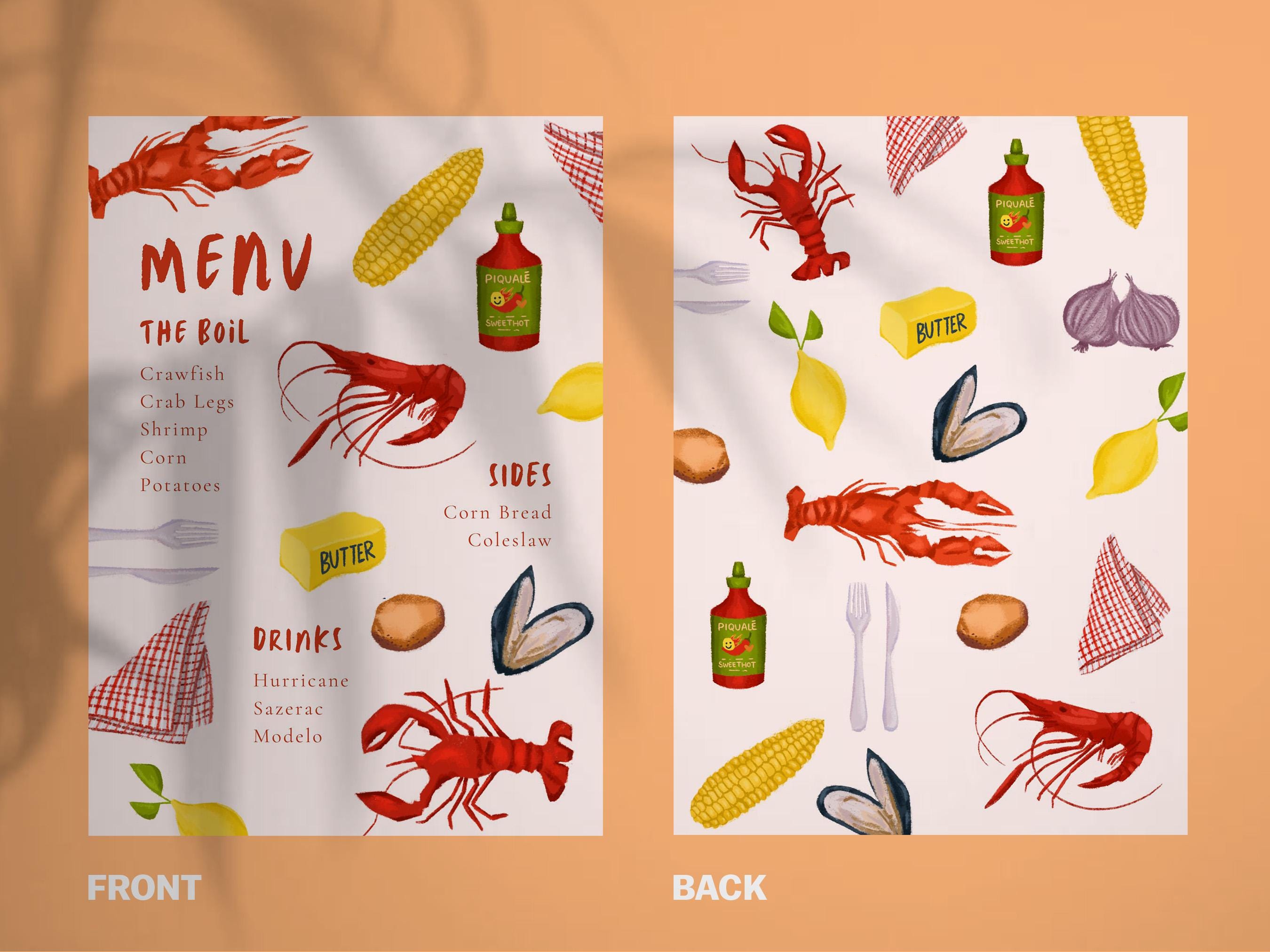 MENU | Hand-drawn Crawfish Boil, Printable Seafood Party Invite ...