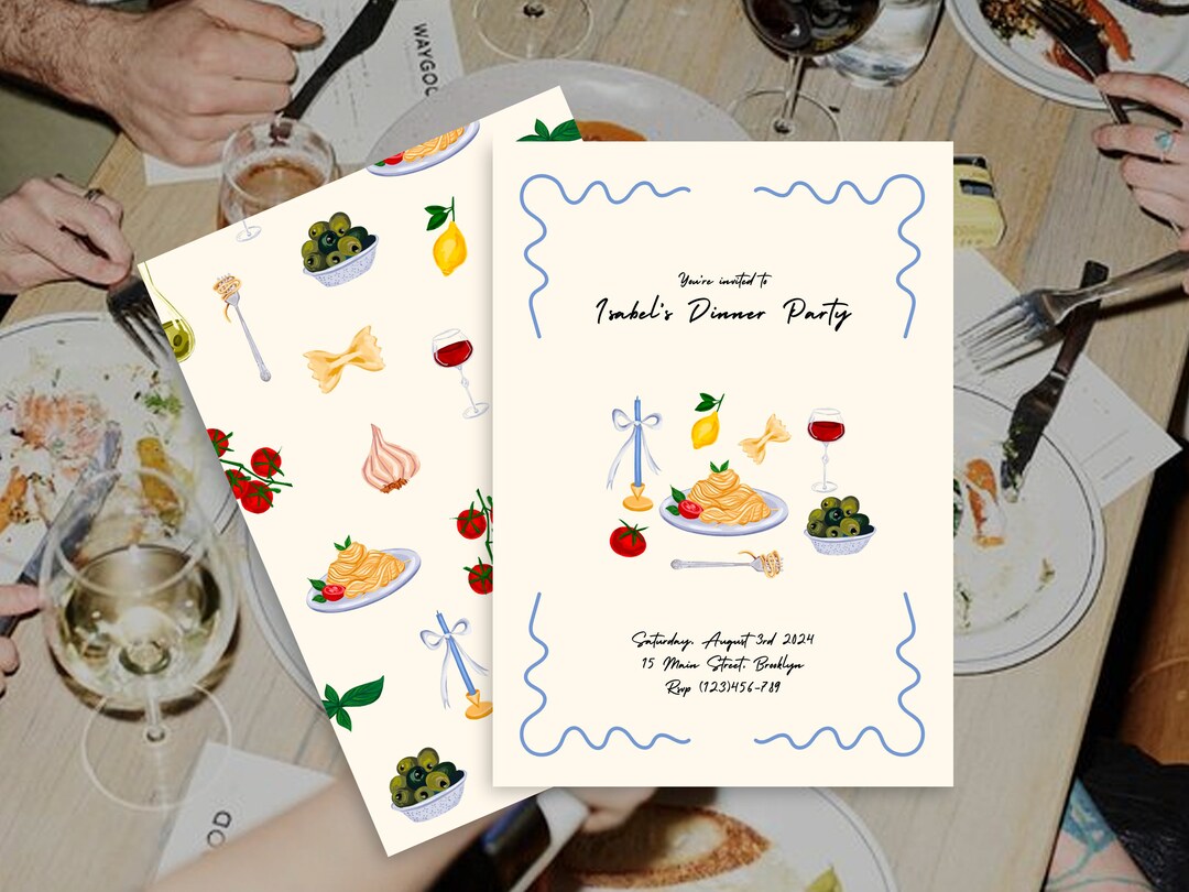 PARTY INVITATIONS, Italian Pasta Vibe, Birthday Anniversary Dinner ...