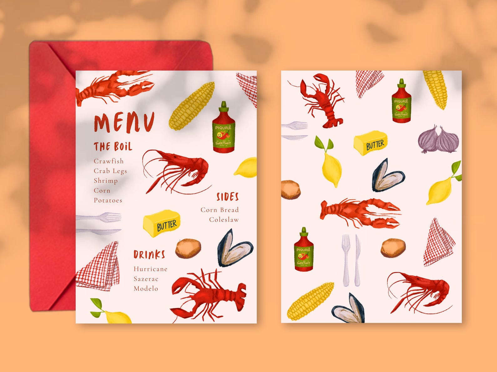MENU | Hand-drawn Crawfish Boil, Printable Seafood Party Invite ...
