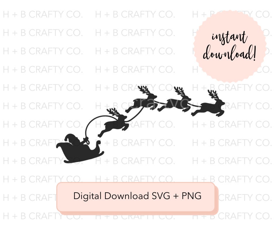 Santa Sleigh SVG/PNG Digital Download! Simple Santa Sleigh Design ...