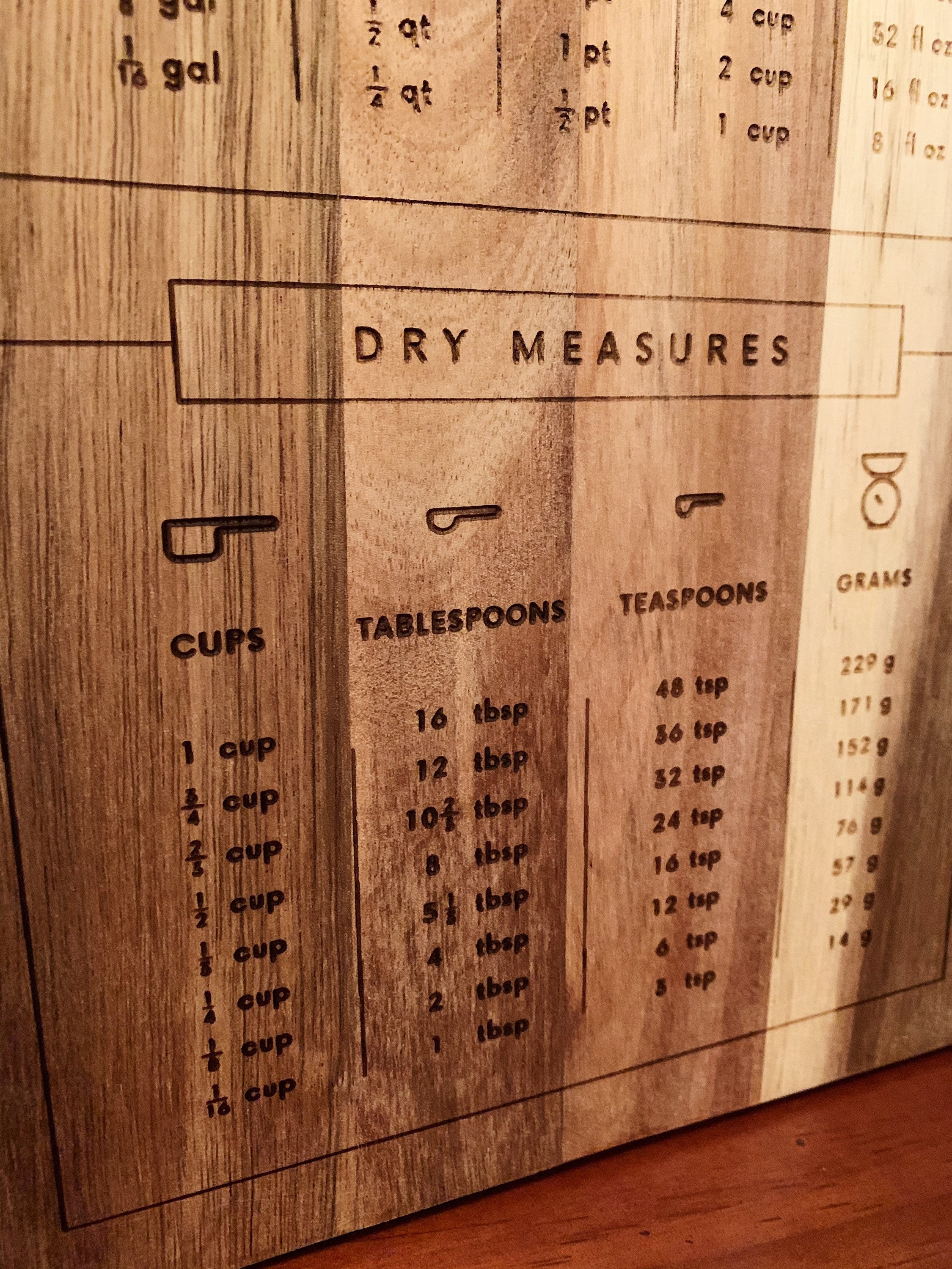 Engraved Cutting Board Kitchen Measurement Cutting Board | Etsy