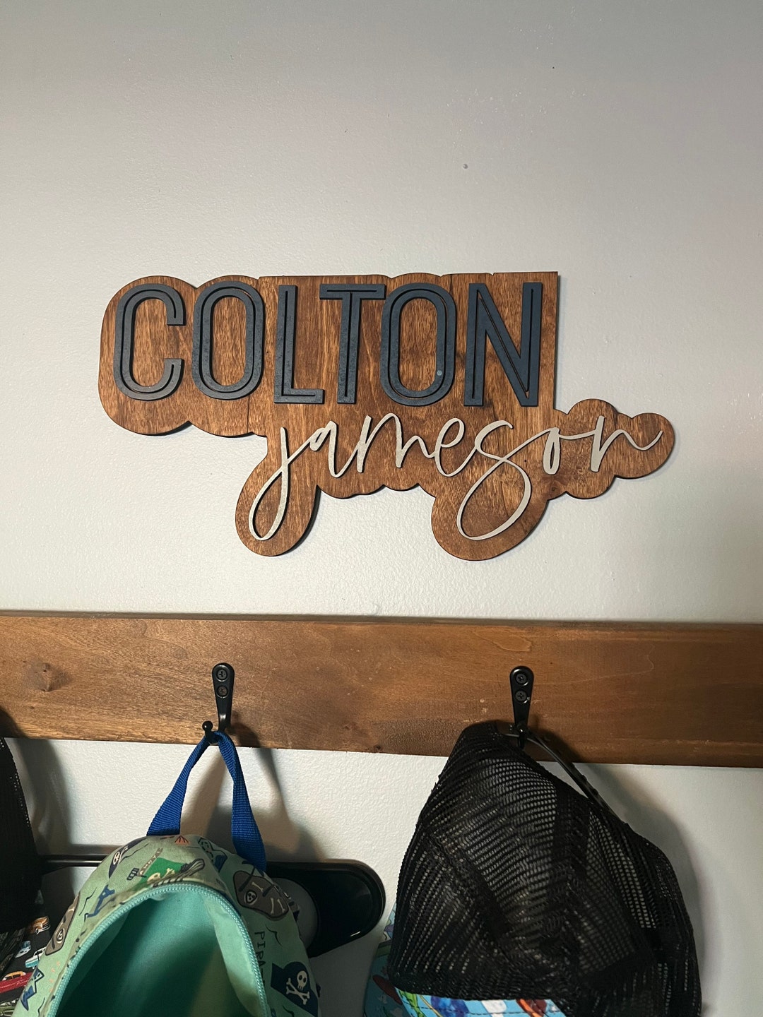 Large Wood Name Sign, Nursery Name Decor, Layered Baby Name Sign ...
