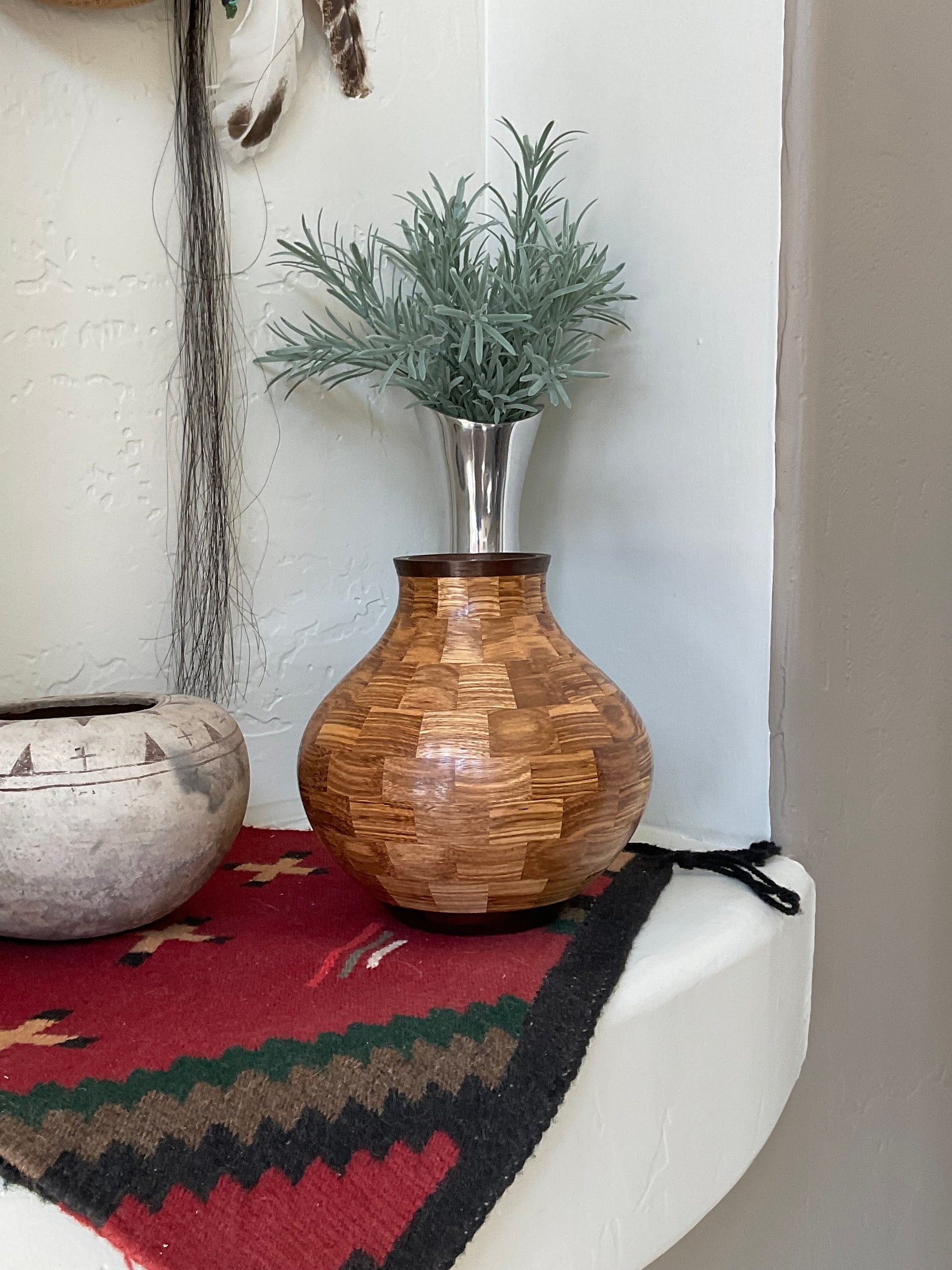 Southwestern Style Segmented Wood Turned Vase - Southwest Design Wooden ...